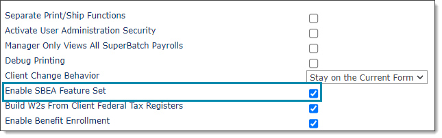 Enabling the SBEA Feature Set